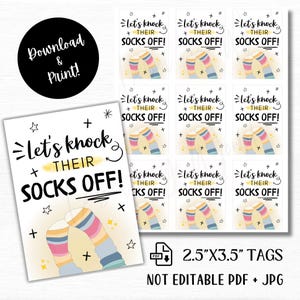Printable Let's Knock Their Socks off Gift Tags, Cheerleading, Dance ...