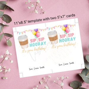 Sip Sip Hooray Birthday Gift Card Holder Template | Printable Happy ...
