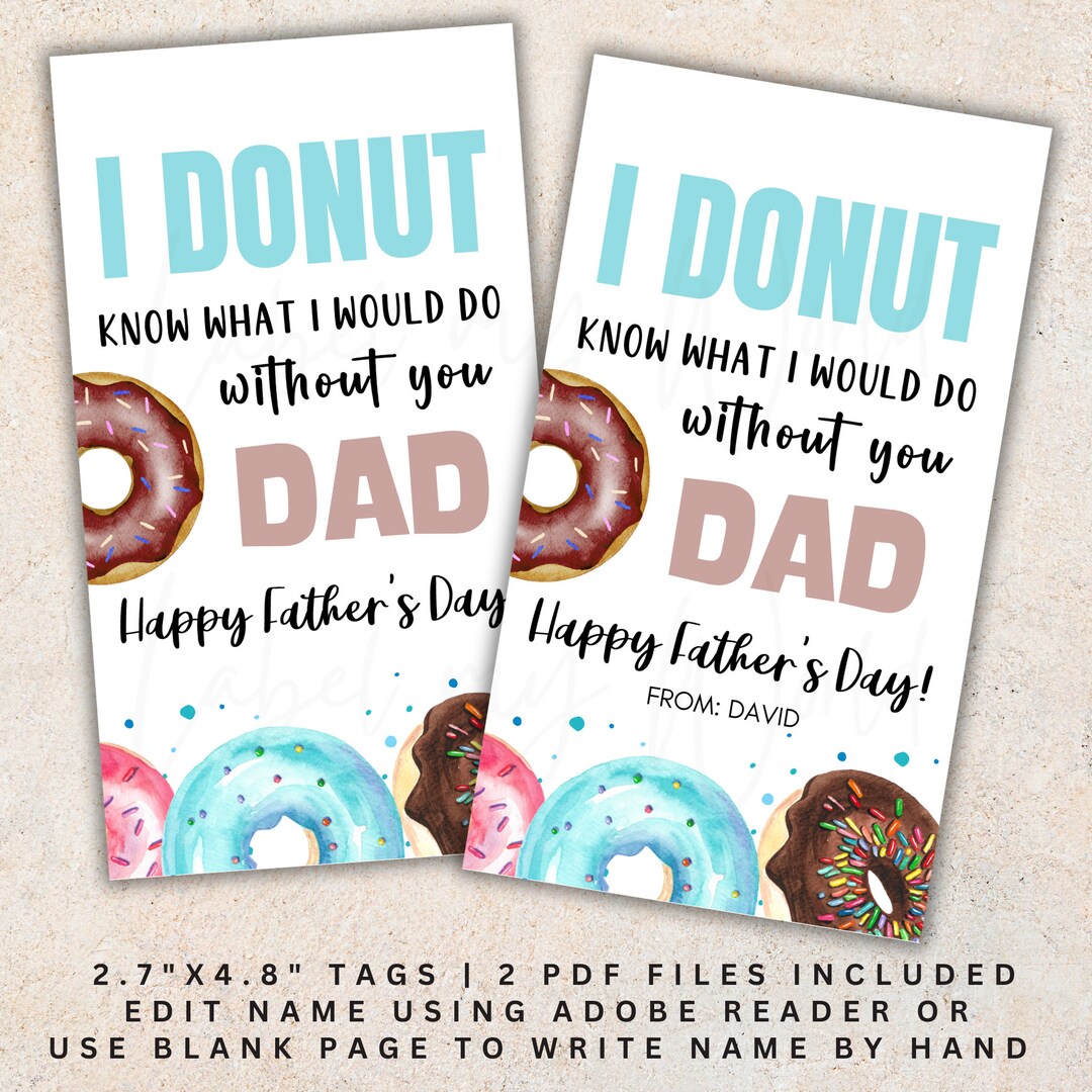 Personalized Father's Day Donut Tag | Happy Father's Day Gift Tag ...