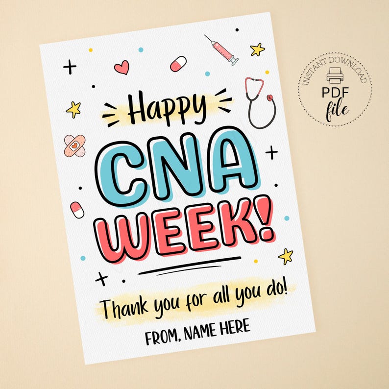 Happy CNA Week Printable Gift Tag, Certified Nursing Assistant ...