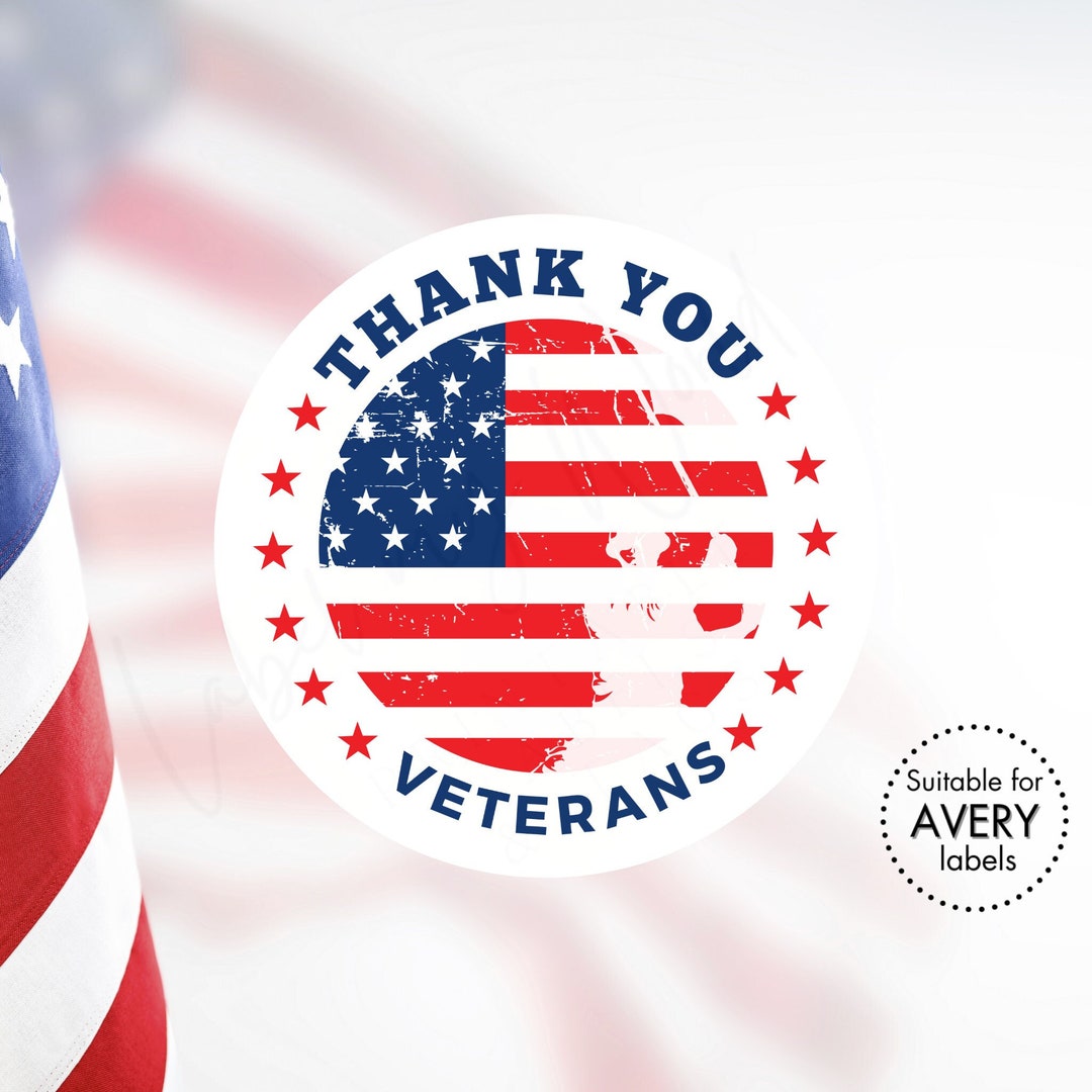 Printable Thank You Veterans Round Labels/tags (PDF + JPG Download) - Etsy