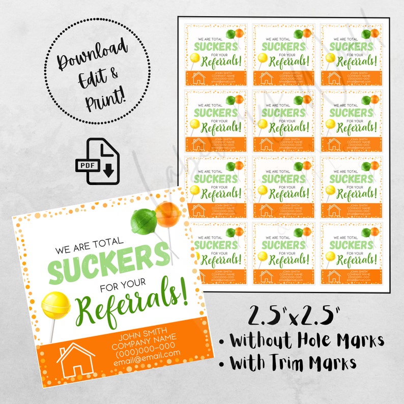 Candy Realtor Pop by Tags We Are Total Suckers for Your Referrals Tag ...