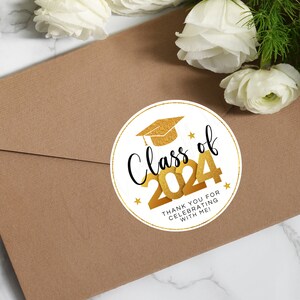 Class of 2024 Grad Party Favor Stickers Printable Thank You Gift Tags ...