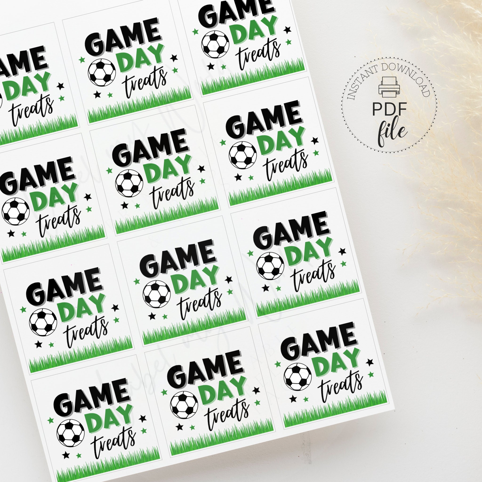 Soccer Game Day Tags Game Day Treats Soccer Square Gift Tags Printable ...