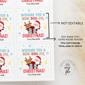 Printable Playdough Gift Tag, Wishing You a Won-doh-ful Christmas ...