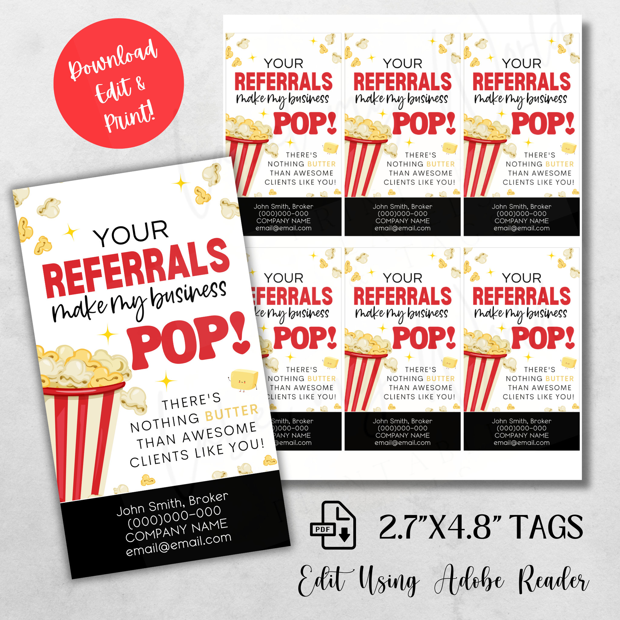 Popcorn Pop by Tag Your Referrals Make My Business Pop Realtor Tag ...
