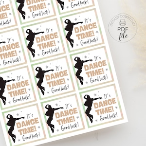 Dance Good Luck Gift Tags, Printable It's Dance Time Good Luck Favor ...