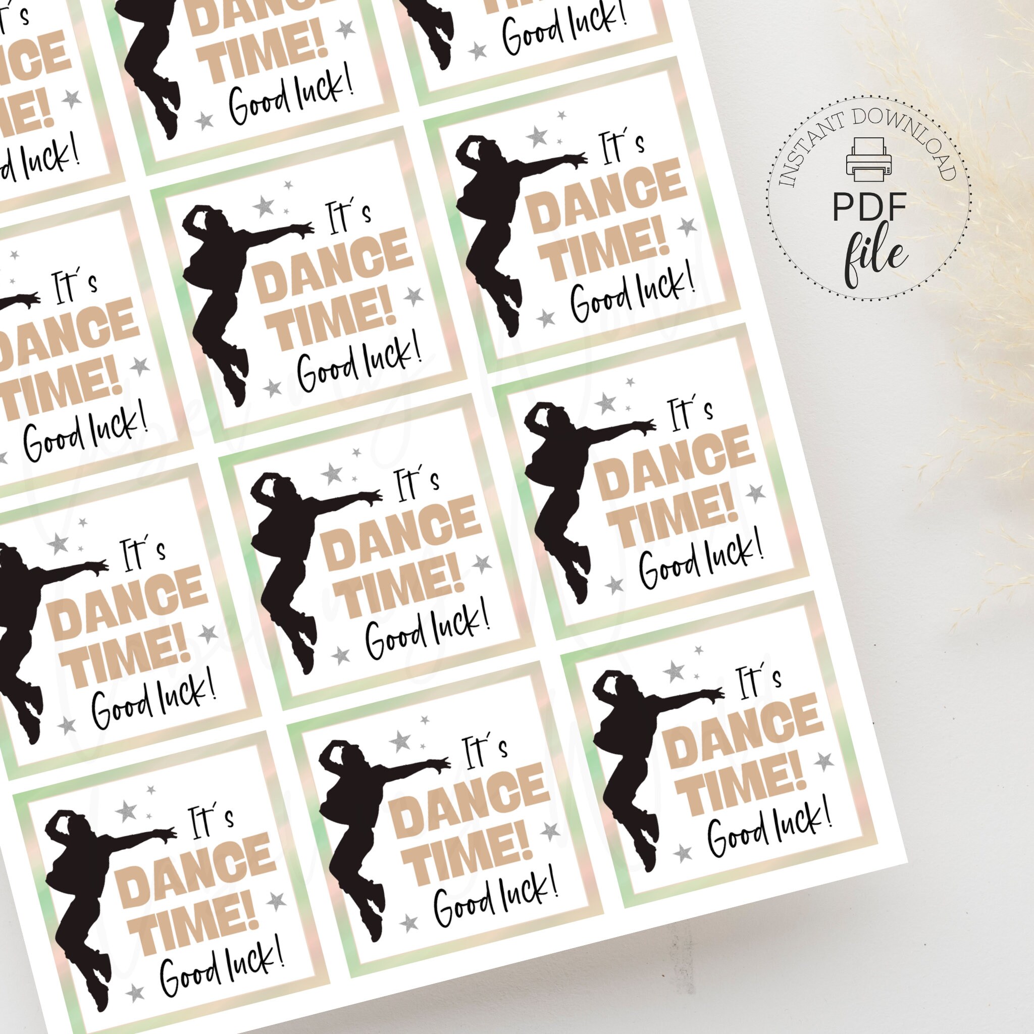 Dance Good Luck Gift Tags, Printable It's Dance Time Good Luck Favor ...