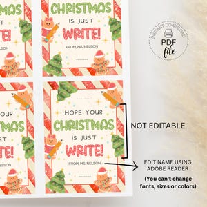 Printable Christmas Pencil Tag, Hope Your Christmas is Just Write ...