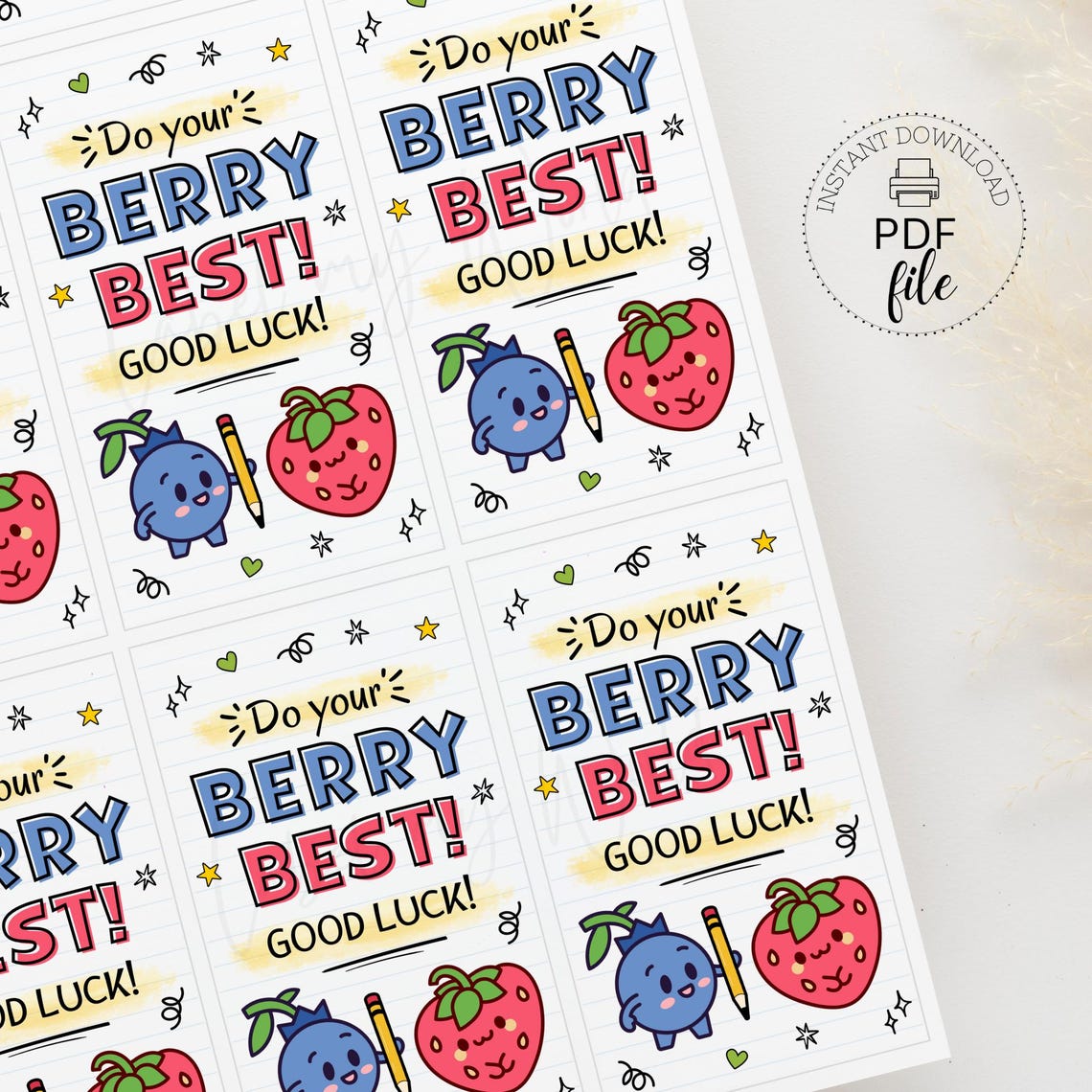 Printable Testing Day Berry Fruit Snack Tag, Do Your Berry Best ...