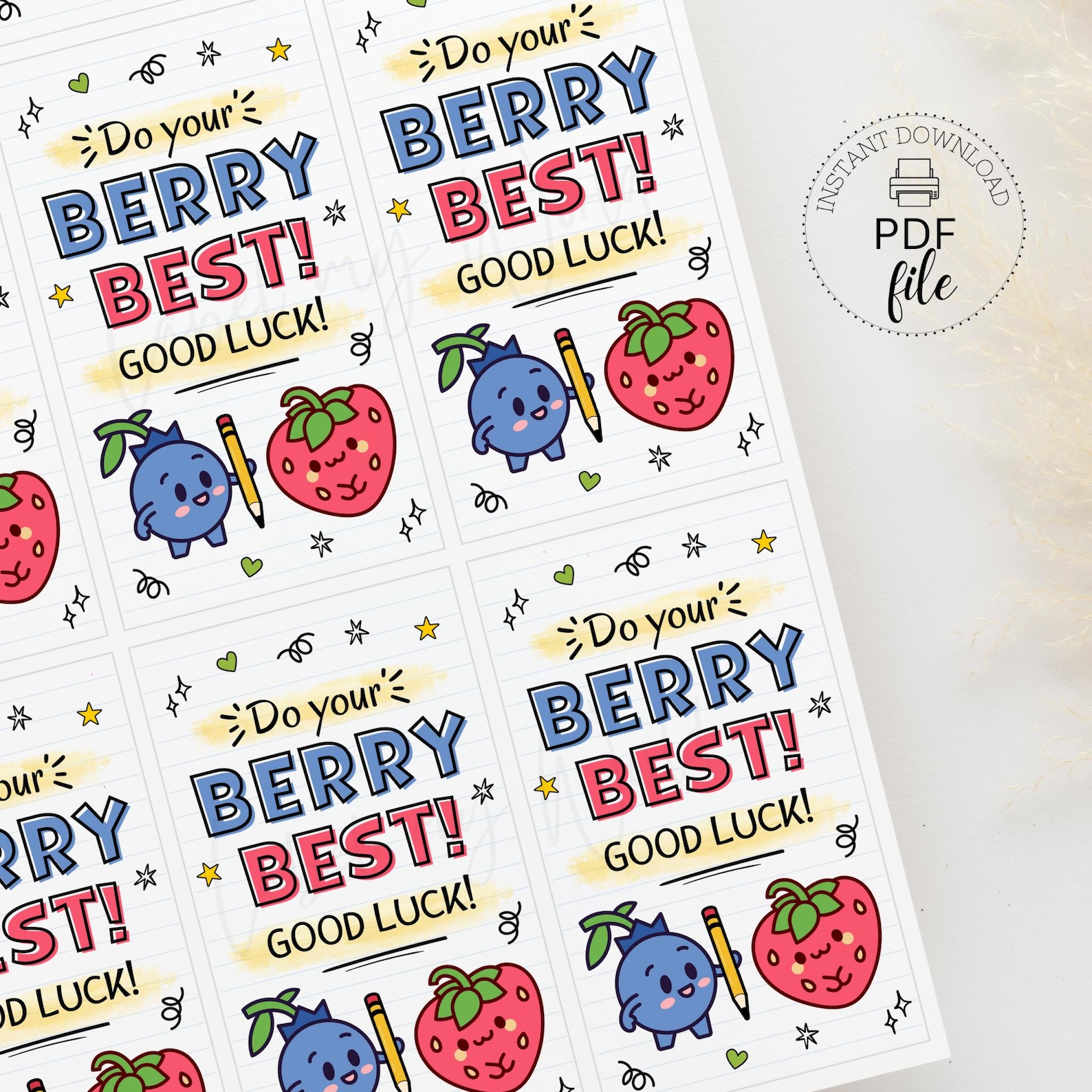Printable Testing Day Berry Fruit Snack Tag, Do Your Berry Best ...
