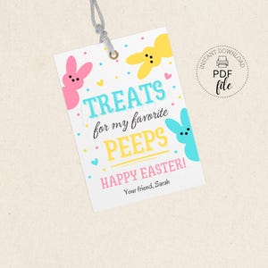 Printable Easter Candy Tag, Treats for My Favorite Peeps Personalized ...
