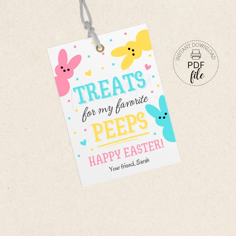 Printable Easter Candy Tag, Treats for My Favorite Peeps Personalized ...