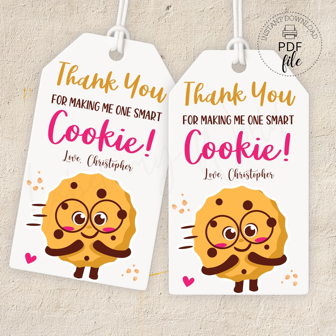 Printable Teacher/school Cookie Appreciation Gift Tag, Personalized ...