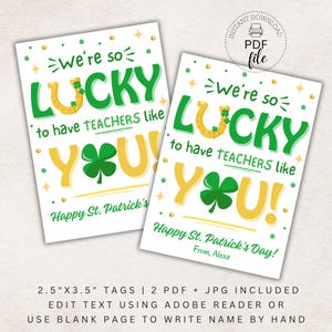 Printable St. Patrick's Day Teacher Appreciation Gift Tag, so Lucky to ...