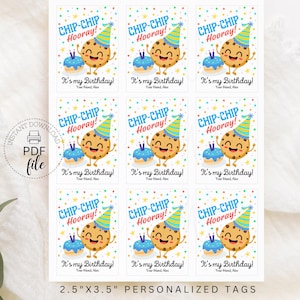 Printable Chip Chip Hooray Birthday Gift Tag, It's My Birthday 2.5"x3.5 ...