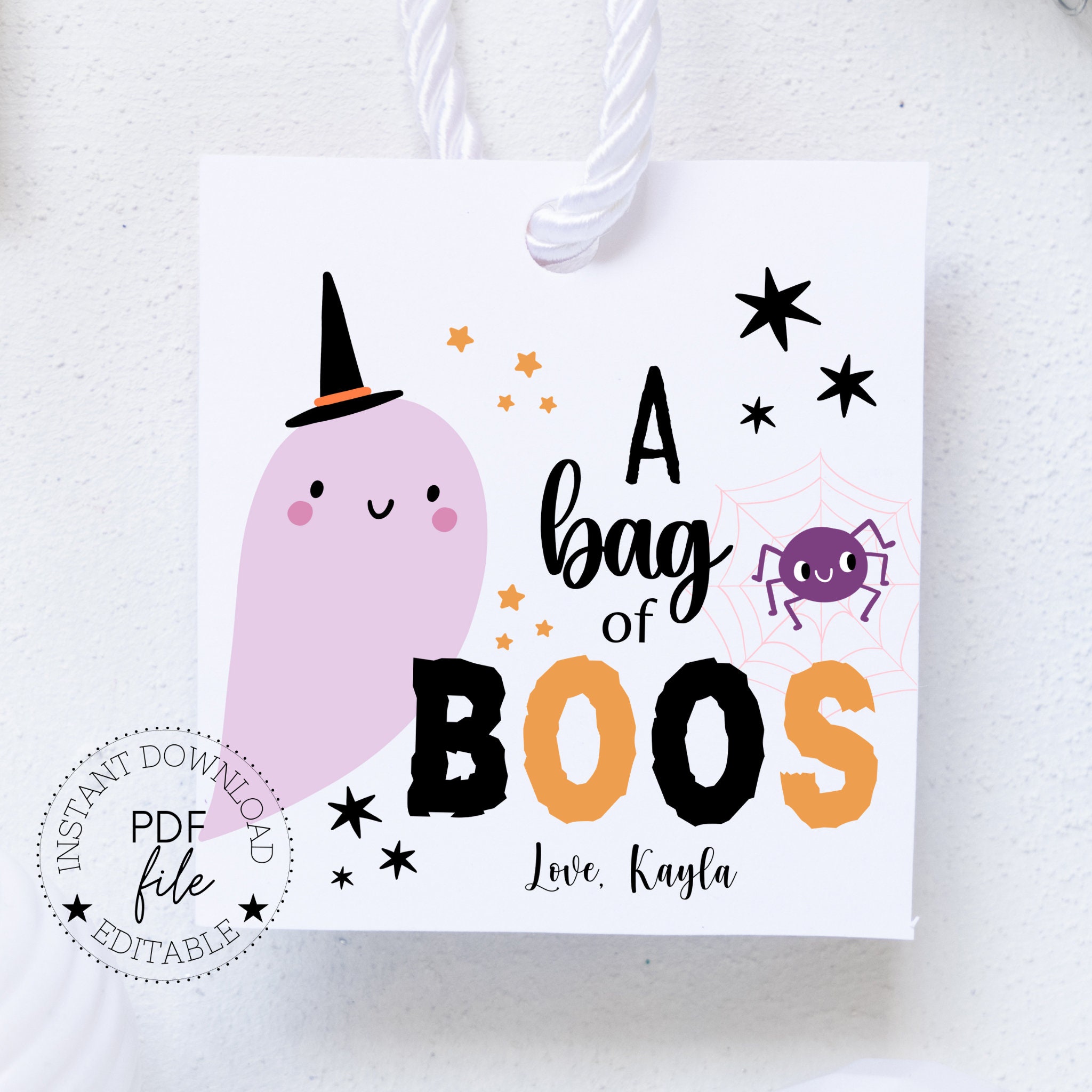 A Bag of Boos Printable Gift Tags Personalized Halloween - Etsy