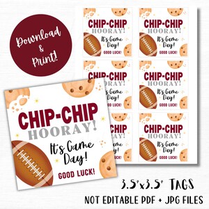 Printable Football Chip Chip Hooray It's Game Day Gift Tag, Football ...