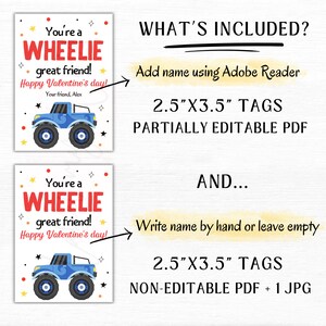 Printable Monster Truck Gift Tags, Personalized You're a Wheelie Great ...