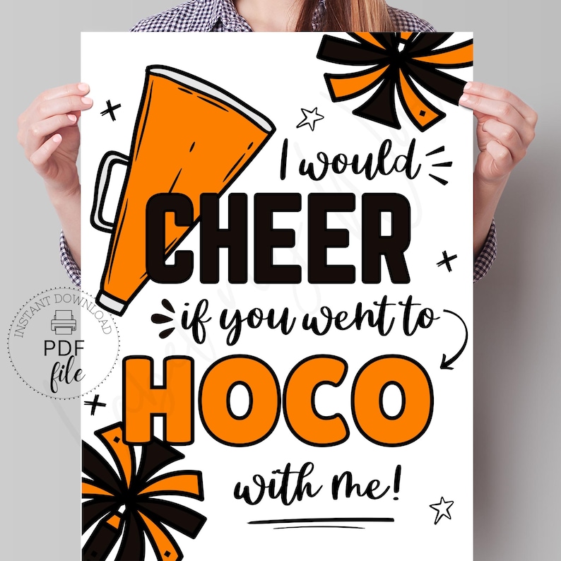 Printable Cheerleader Homecoming Proposal Sign, I Would Cheer If You ...