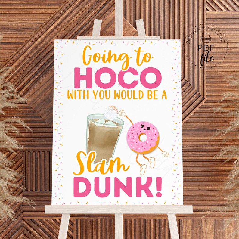 Printable Donut & Basketball Proposal Sign, Going to HOCO With You ...