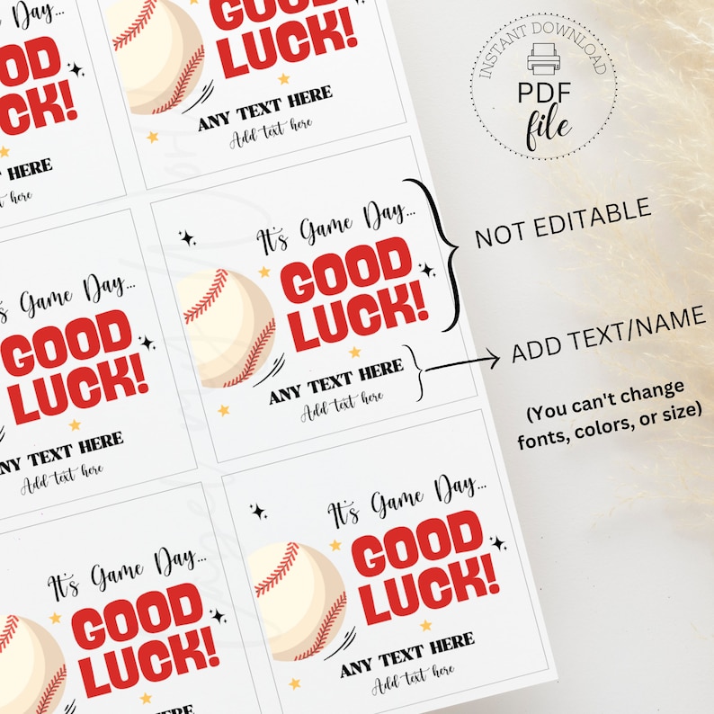 Baseball Good Luck Printable Tags | Personalized Cheer Team Gift Tag ...