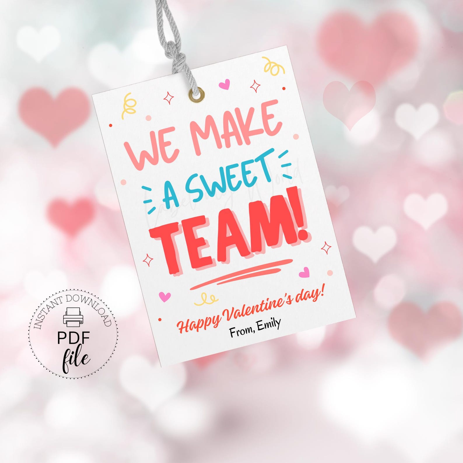 Printable We Make a Sweet Team Gift Tag, Personalized Happy Valentine's ...