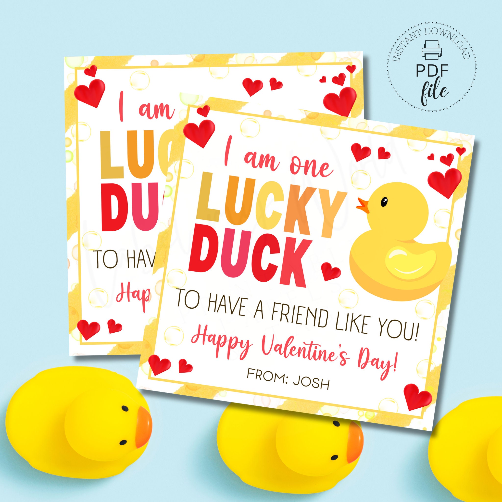 I Am One Lucky Duck Valentine's Day Gift Tag | Printable Classroom ...