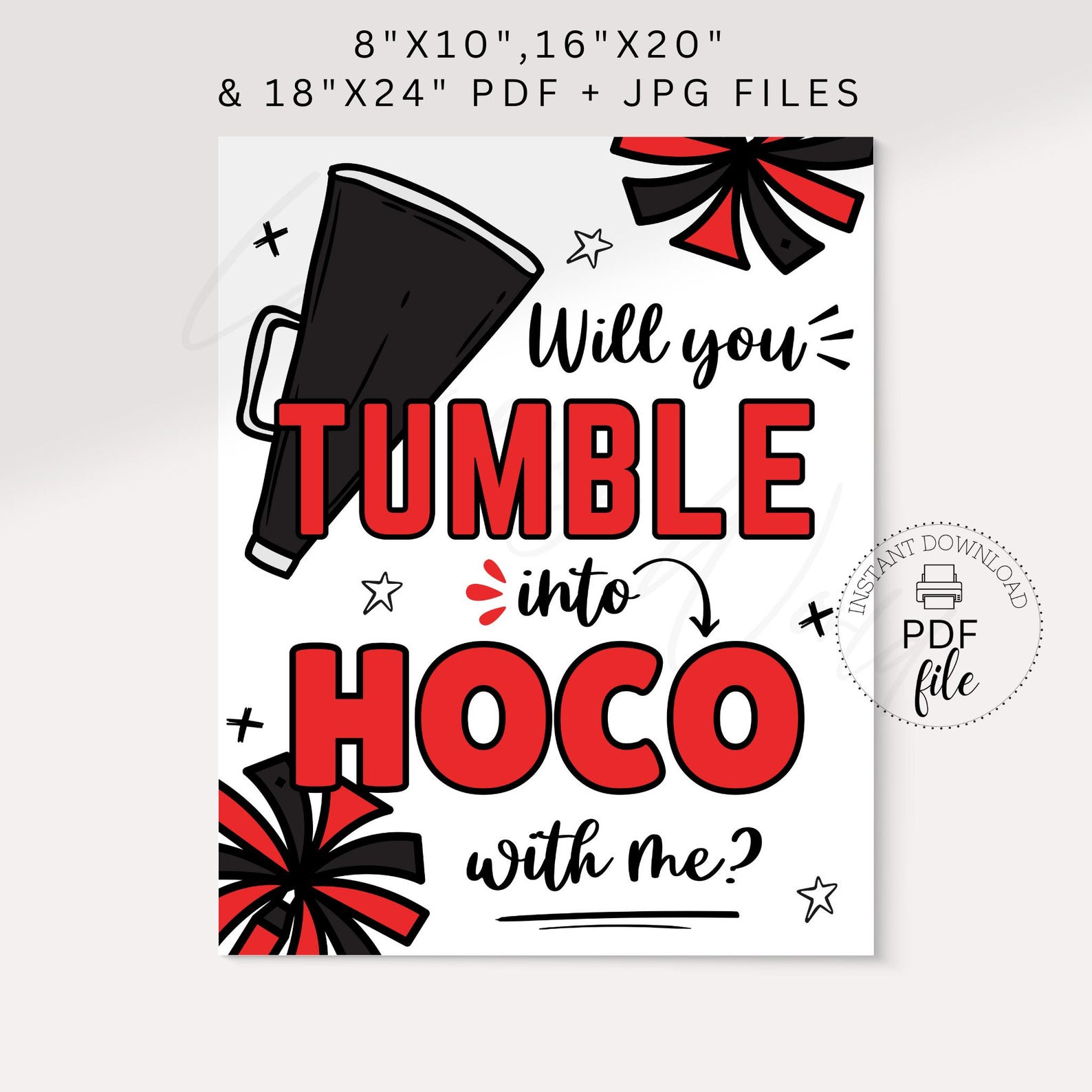 Printable Cheerleader Dance Gymnastics Hoco Proposal Sign, Will You ...
