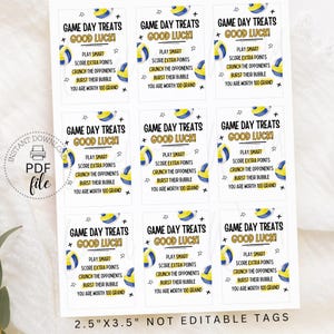 Printable Volleyball Candy Treats Tag | Good Luck Volleyball Gift Tag ...