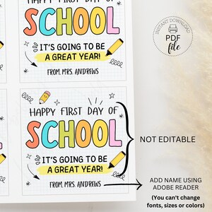 Happy First Day of School Tag | Printable Teachers/students/school ...
