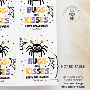 Printable Bugs & Kisses Halloween Tag, Spider Trick or Treat ...