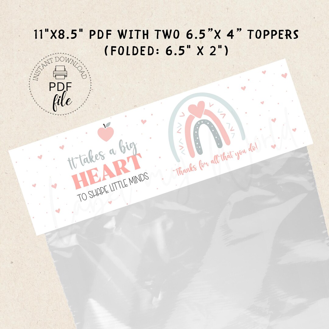 Printable Thank You Teacher Treat Bag Topper Template, It Takes a Big ...