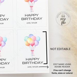 Printable Happy Birthday Gift Tags, Personalized 2.5"x3.5" Rainbow ...