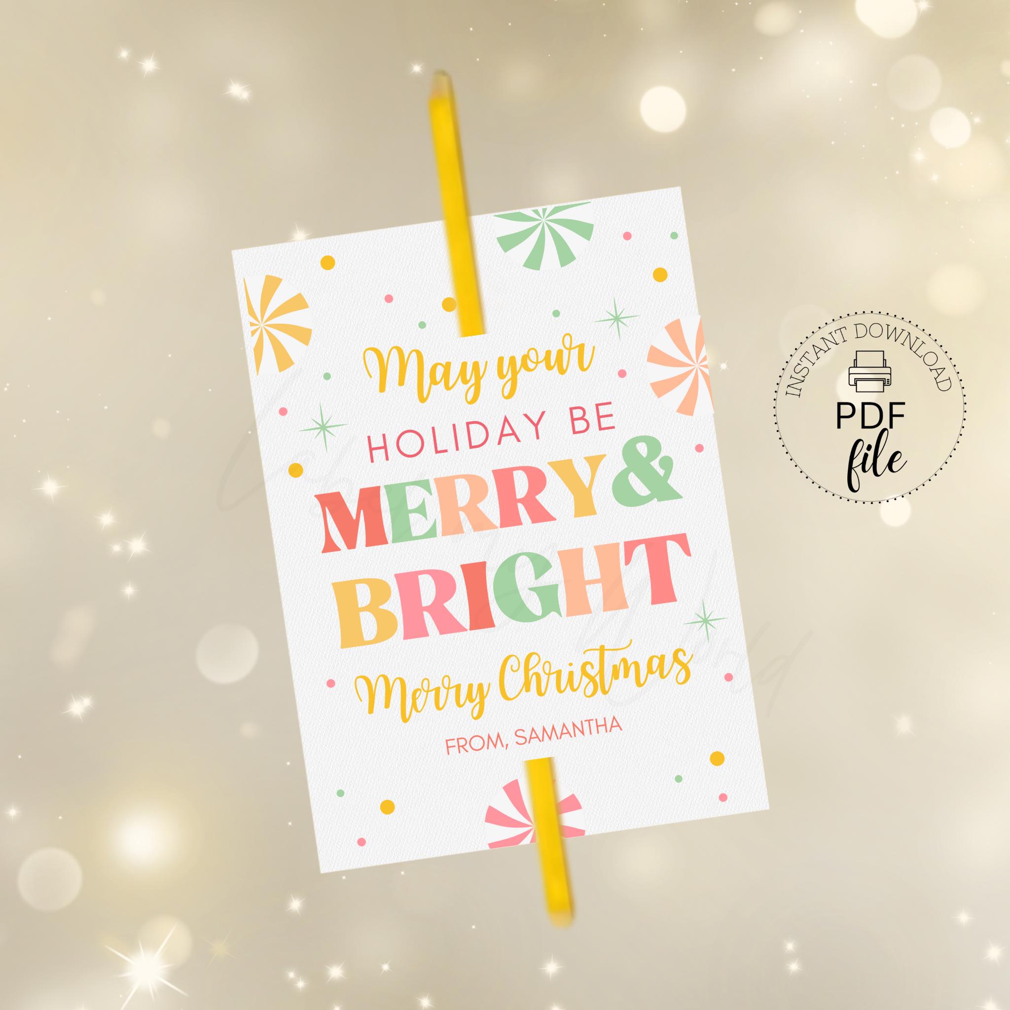 Printable Christmas Glow Stick Holder Tags, Personalized May Your ...