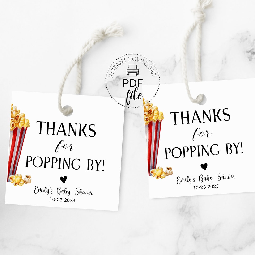 Thanks for Popping by Editable Tags Printable Baby Shower - Etsy