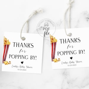 Thanks for Popping by Editable Tags | Printable Baby Shower Party Favor ...