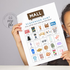 Printable Shopping Mall Scavenger Hunt for Kids, Indoor Family Treasure ...