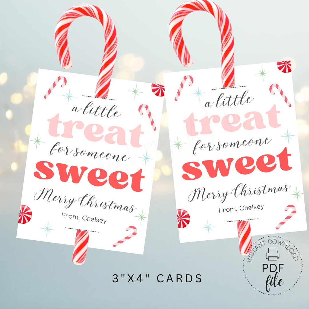 Christmas Candy Cane Holder Template, Printable Personalized Holiday ...