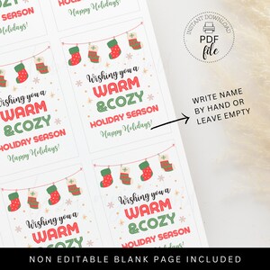 Printable Fuzzy Socks Tag, Personalized Wishing You a Warm and Cozy ...