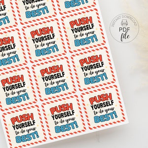 Printable Push Yourself to Do Your Best Tags, Good Luck Favor Tags ...
