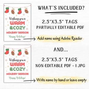 Printable Fuzzy Socks Tag, Personalized Wishing You a Warm and Cozy ...