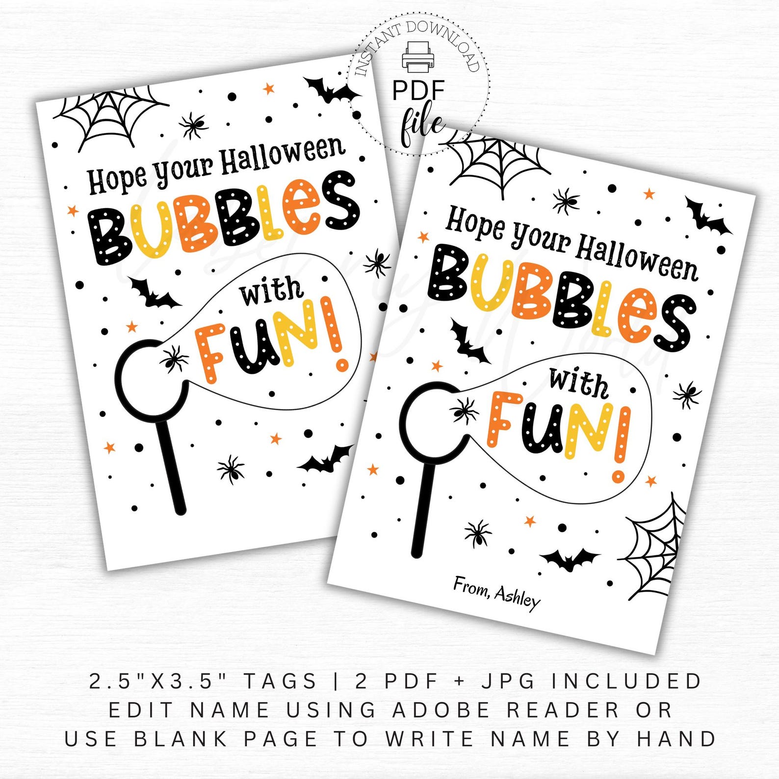 Printable Hope Your Halloween Bubbles With Fun Treat Tag, Personalized ...