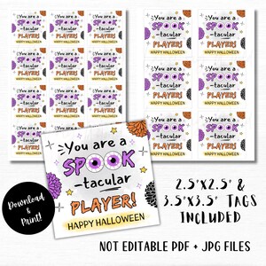 Printable You Are a Spook-tacular Player Tag, Happy Halloween Sports ...