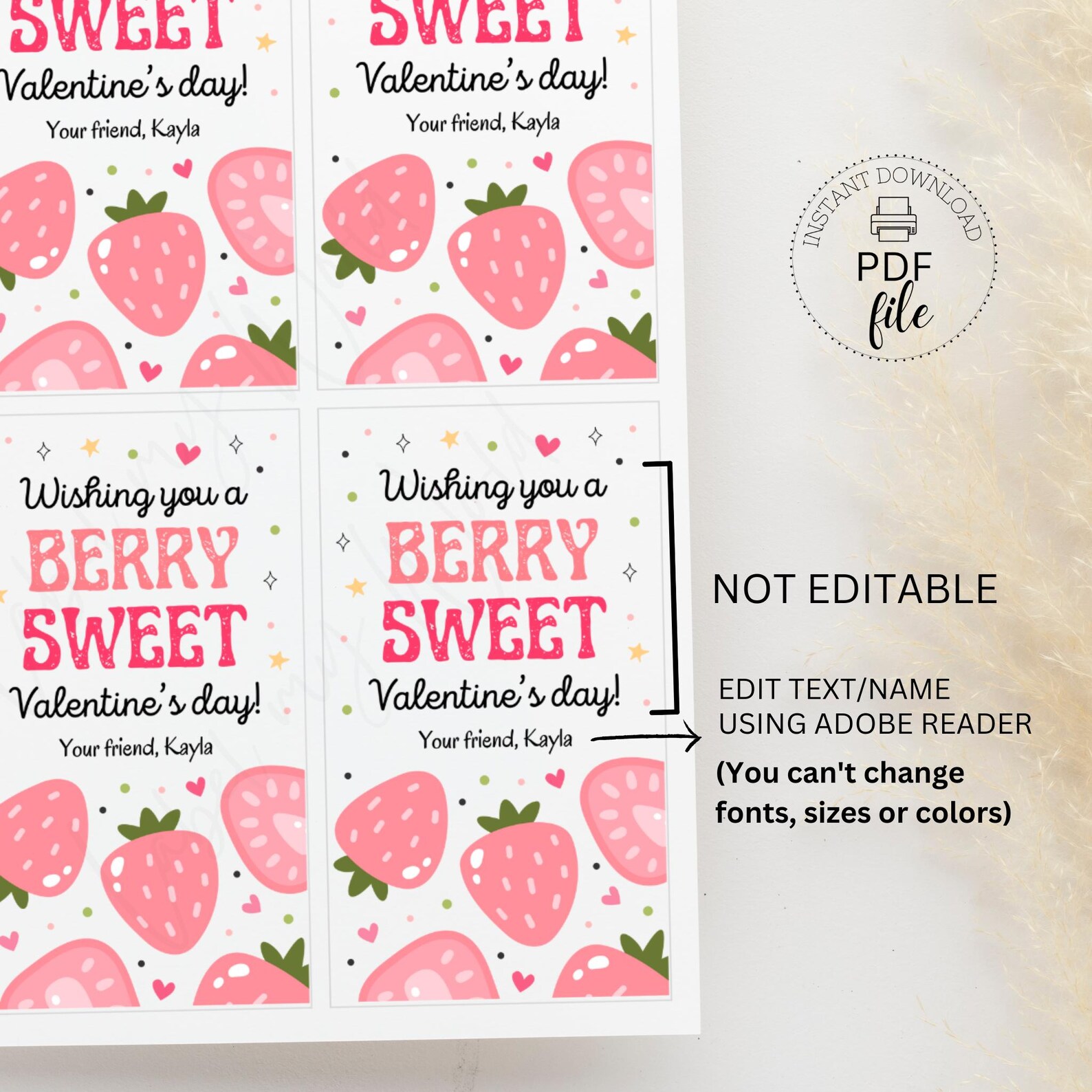 Printable Wishing You a Berry Sweet Valentine's Day Gift Tag ...