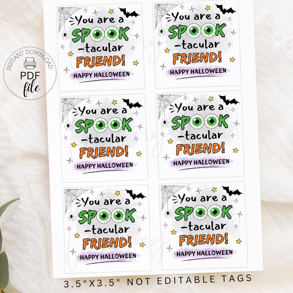 Printable You Are a Spook-tacular Friend Tag, Happy Halloween School ...