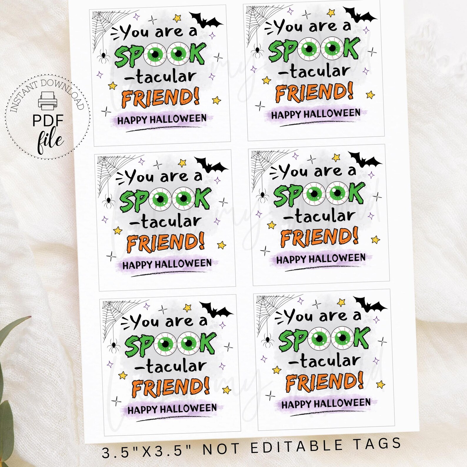 Printable You Are a Spook-tacular Friend Tag, Happy Halloween School ...