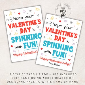 Printable Fidget Spinner Gift Tag, Hope Your Valentine's Day is ...