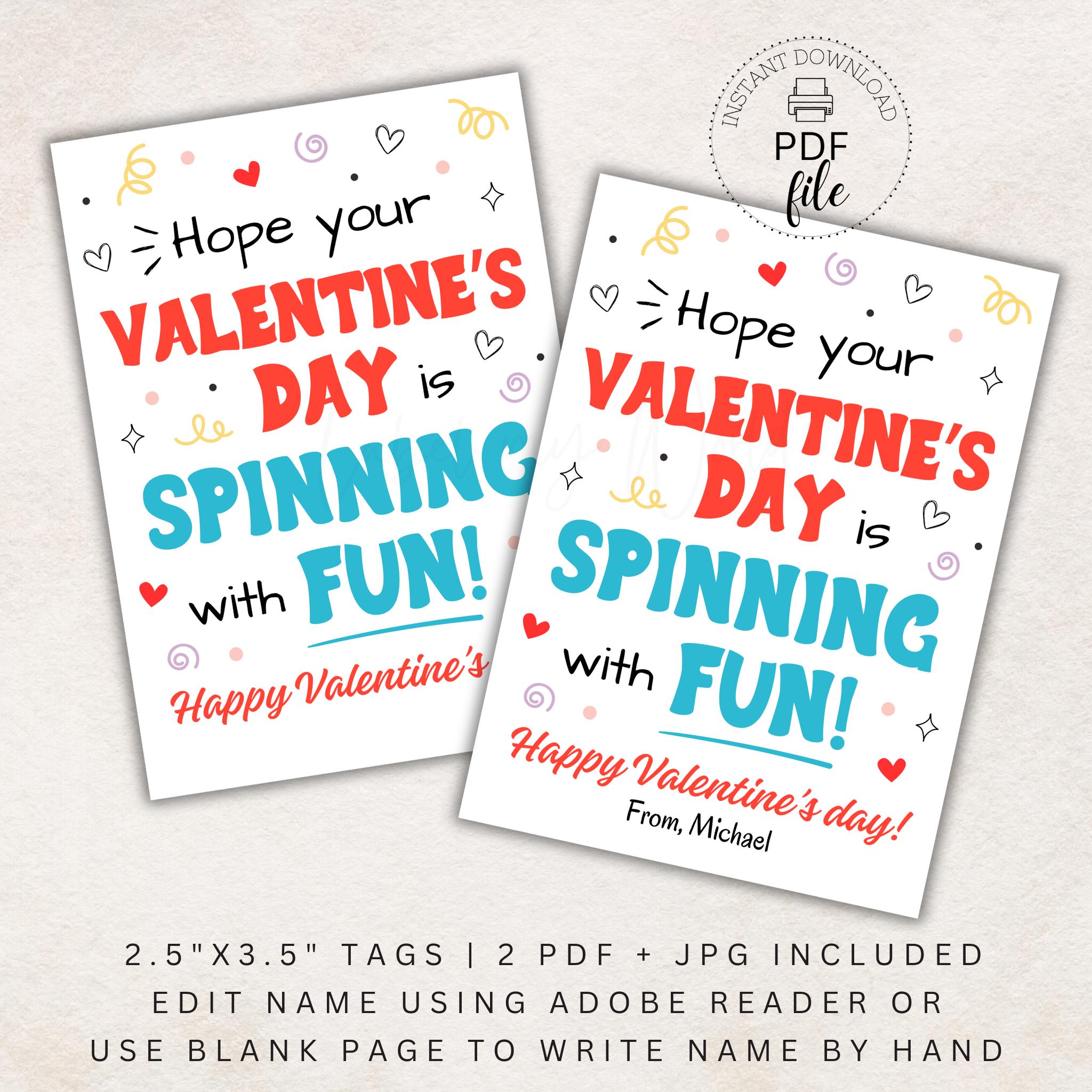 Printable Fidget Spinner Gift Tag, Hope Your Valentine's Day is ...
