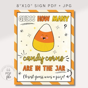 Printable Guess How Many Candy Corns Are in the Jar Sign + Name/guess ...